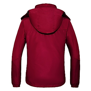 wantdo Women's 3 in 1 Ski Jacket Puffer Liner Insulated Hiking Coat Red X-large