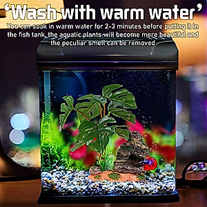 Ameliade Aquarium Cave Decorations and Leaf Pad Hammocks for Betta Fish Ideal Fish Tank Plants Hideout Decor for Cichlid Perfect Betta Toys and Small Fish Bowl Accessories Monstera