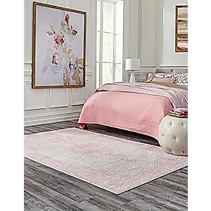 Rugs.com Dover Collection Rug – 2' x 3' Pink Low-Pile Rug Perfect for Entryways, Kitchens, Breakfast Nooks, Accent Pieces