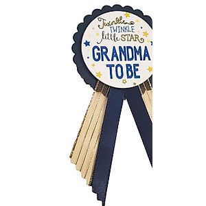 Grandma to Be Pin Twinkle Little Star Baby Shower Pin for Nona to wear, Navy & Gold, It's a Girl, It's a Boy Baby Sprinkle