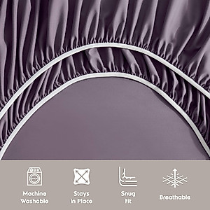 Nestl RV Short Queen Sheet Set - 4 Piece Bed Sheets for Short Queen Size Bed, Deep Pocket, Hotel Luxury, Extra Soft, Breathable and Cooling, Purple