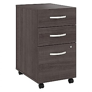 Bush Business Furniture Hybrid 3 Drawer Mobile File Cabinet-Assembled, Storm Gray