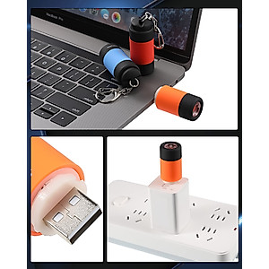 12 Pieces Mini Keychain Flashlight, USB Torch Rechargeable Colorful LED Flashlight High-Powered Keychain Lamp, Multicolor (White Light)