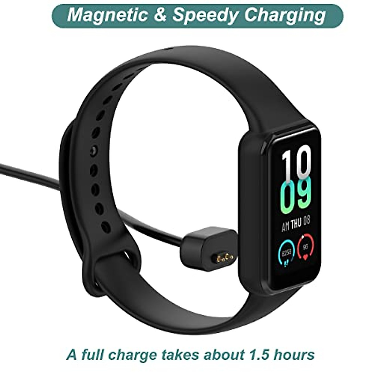 Kissmart Charger for Amazfit Band 7, Replacement USB Magnetic Charging Cable Cord Accessories for Amazfit Band 7 Fitness Tracker [2Pack - 3.3ft/1m] (2)