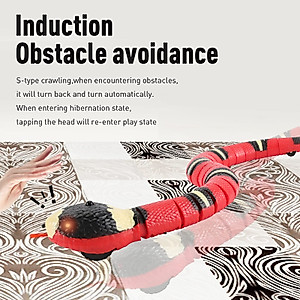 FauKait Smart Sensing Snake Toy,Interactive Toys Snake for Kids, Cats&Dog Kitten Toys USB Rechargeable Electric Simulation Slithering Serpent Realistic Snake Prank Prop for Halloween