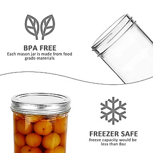 VERONES Mason Jars 8 OZ, 8 OZ Canning Jars Jelly Jars With Regular Lids, Ideal for Jam, Honey, Wedding Favors, Shower Favors