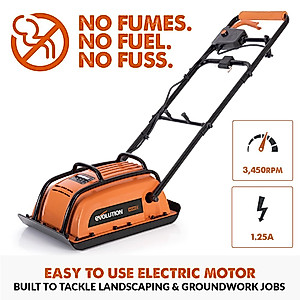 Evolution Hulk Electric Compactor Plate - Ideal For Levelling Pavement, Artificial Turf Ground Preparation, Patio, Blockwork, Sand, Soil & More