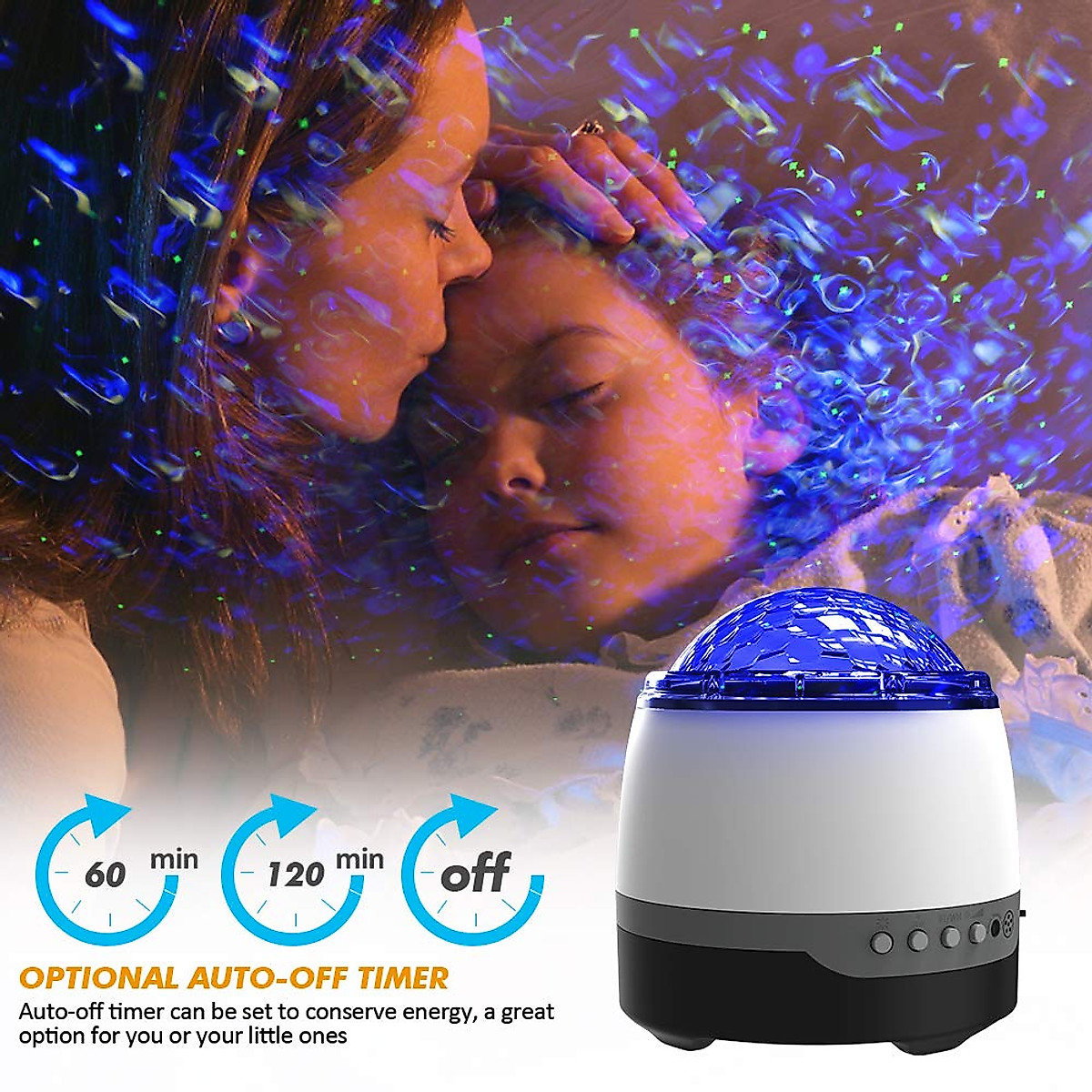Galaxy Projector, Star Light Projector for Bedroom, Sleeping Soothing White Noise Sound Machine with Remote, Timer, Music Speaker, 8 Soother Sounds Ocean Wave Projector for Baby Kids Adults Relaxation