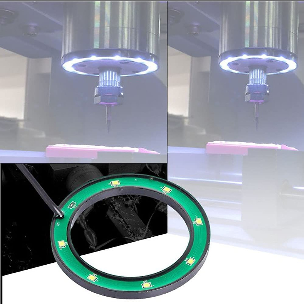 Spindle Light for CNC Milling Machine, Waterproof Magnetic LED Work Lights 12V Engraving Machine Magnetic Ring Spindle Lamp, Vertical Light Source Without Shadow (80mm)