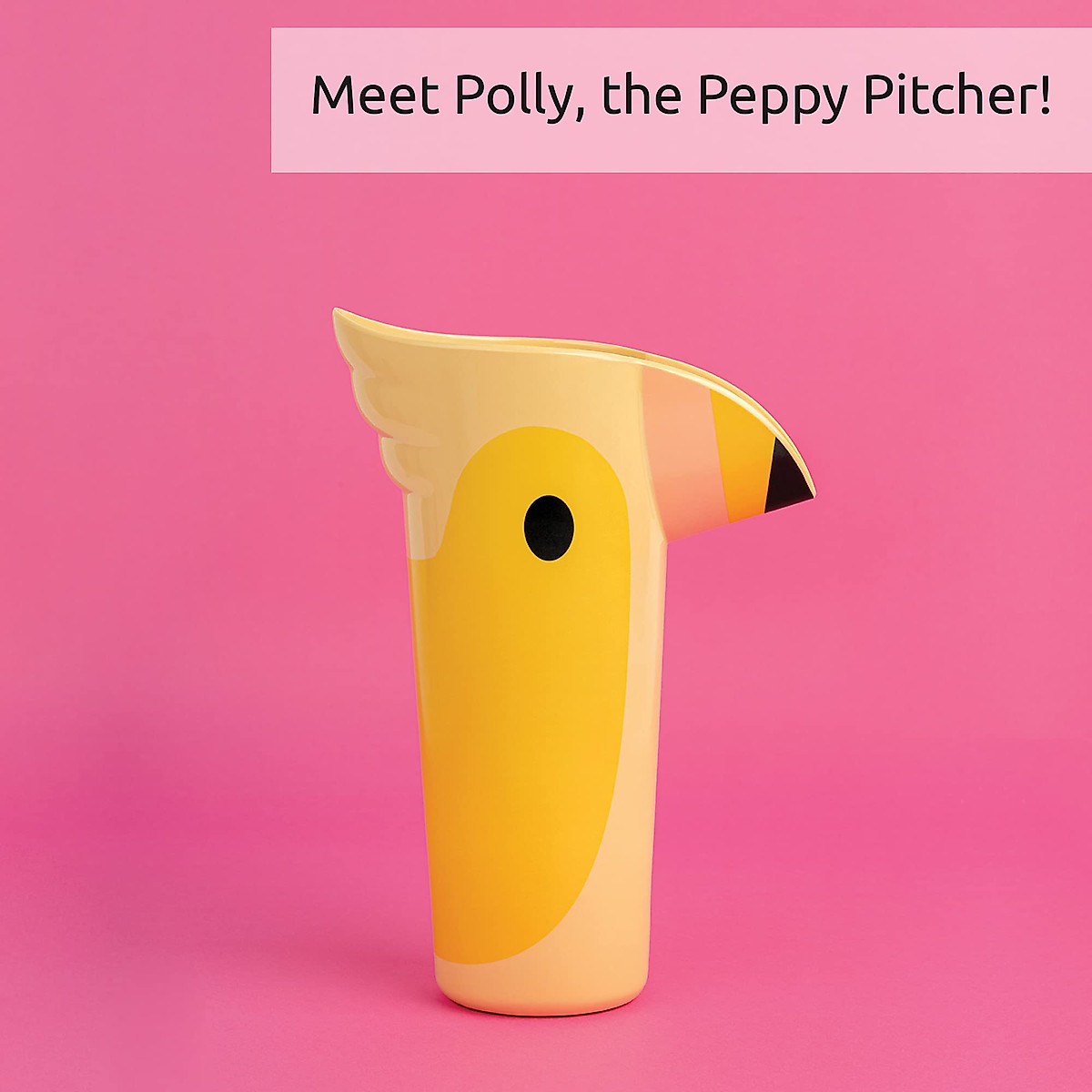 Polly Toucan Pitcher 25 Oz Yellow by OTOTO - BPA free Water Pitcher - 2 Litre (25 Oz) Pitchers for Iced Tea