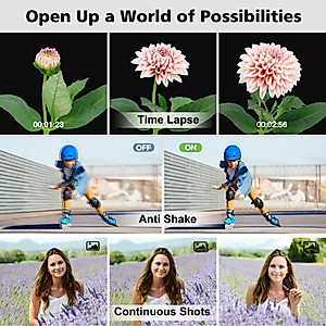 4K Digital Camera with Flash, 48MP Camera for Photography Teens Adults Autofocus Vlogging and YouTube Cameras with Flip Screen, Anti-Shake, 16X Digital Zoom, 32GB Card, Two Batteries, Lanyard