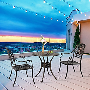 VINGLI Outdoor Dining Chairs Set of 4 Aluminum Patio Chairs, Cast Aluminum Patio Furniture Metal Outdoor Chairs for Backyard, Poolside, Balcony Bronze