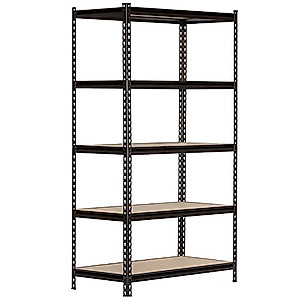 King’s Rack 5 Layer Black Steel Storage Rack Boltless Shelving Unit Tier Layer Height Adjustable Shelf Organizer 42" W x 16" D x 72" H