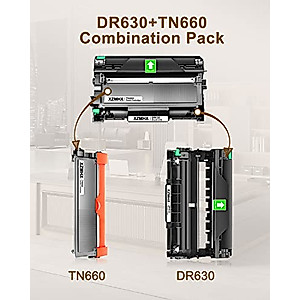 XZMHX Compatible Drum Unit and Toner Cartridge Replacement for Brother TN660 TN 660 TN630 TN 630 DR630 DR 630 High Yield for HL-L2300D HL-L2380DW DCP-L2540DW MFC-L2740DW Printer (DR630+TN660)