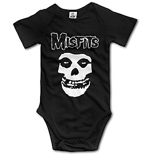 VICA Unisex Misfits Band Logo Baby Onesie Short Sleeve Black