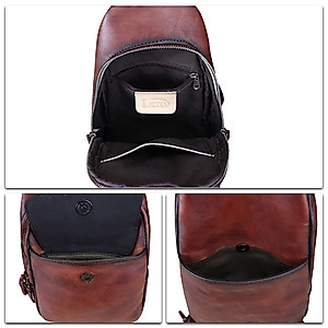 Genuine Leather Sling Bag Hiking Sling Backpacks Fanny Pack Vintage Handmade Crossbody Chest Daypack Shoulder Bag (Coffee)