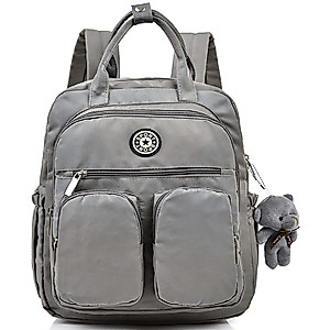 Scioltoo Women's Backpack Purse Small Nylon Cute Mini School Bag Lightweight Shoulder Bag Waterproof Laptop Book Bag with Multi-Pockets for Teen Girls Grey A-Gray