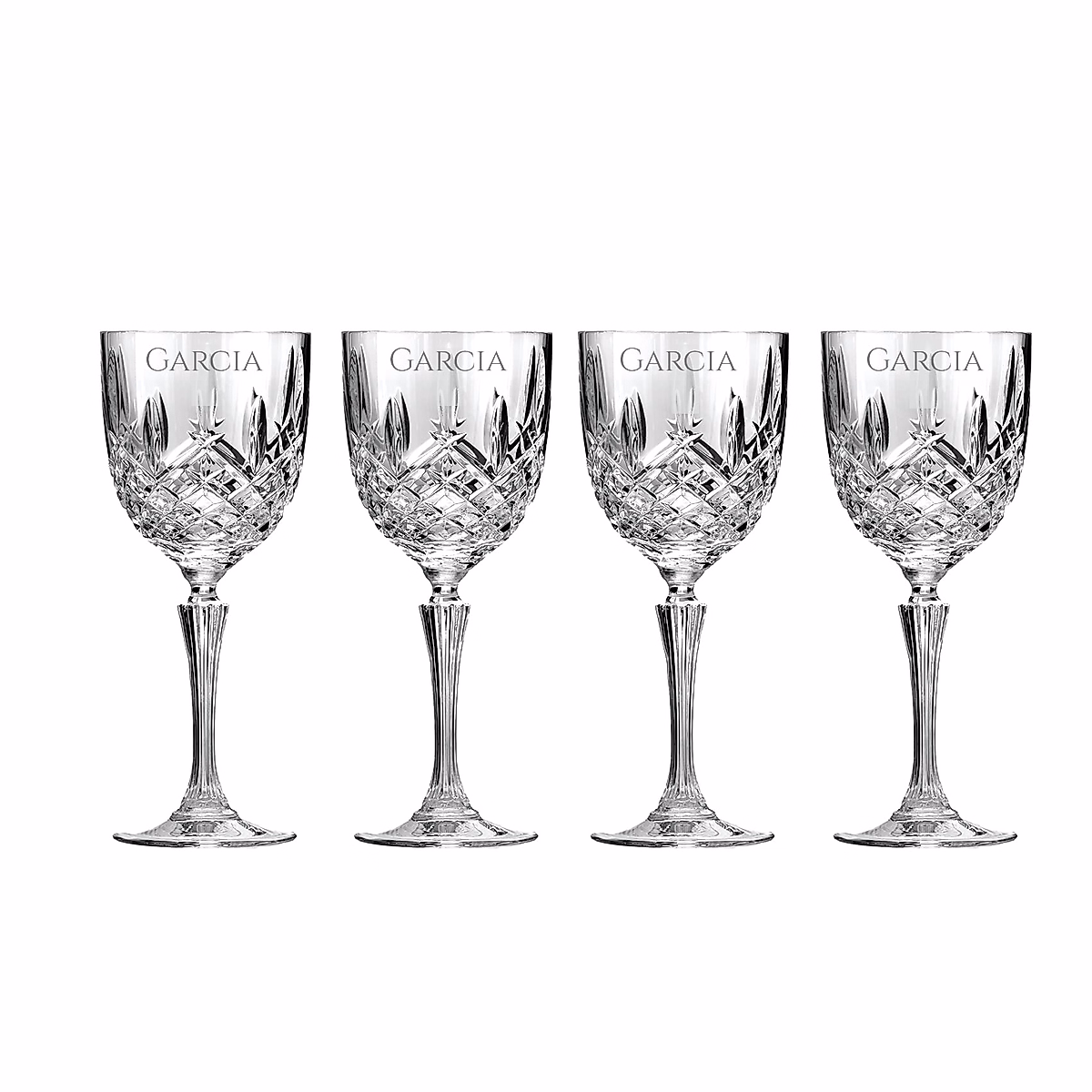Marquis By Waterford Personalized Markham 12oz Wine Glasses, Set of 4 Custom Engraved Crystal Wine Glasses for Red, White, or Blush Wines, Dining Room Table Decor