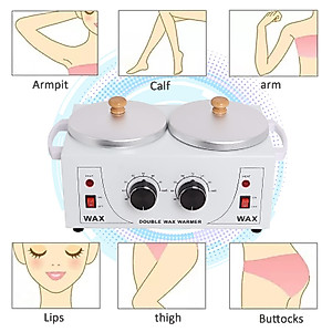 Upgraded Double Wax Warmer Professional Machine Pot Hot Heater Salon Heater Warmer Hair Removal Wax Pot Machine 20-100℃ Heater Warmer Hair Removal with Wooden Wax Sticks