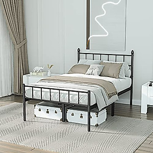 UYUK Full Size Metal Platform Bed Frame with Headboard, Non-Slip Without Noise, Heavy Duty Easy Assembly