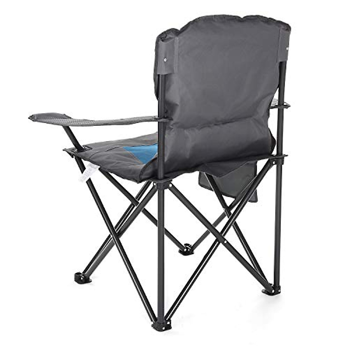 ARROWHEAD OUTDOOR Portable Folding Camping Quad Chair w/Added Ultra-Comfortable Padding, Cup-Holder, Heavy-Duty Carrying Bag, Padded Armrests, Supports up to 330lbs, USA-Based Support (Blue & Gray)