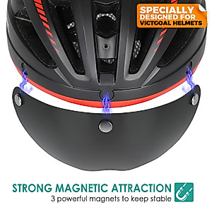 VICTGOAL Detachable Magnetic Bike Helmet Goggles Visor Especially Deisgned for VG110/VG112 Bicycle Helmet (Black)