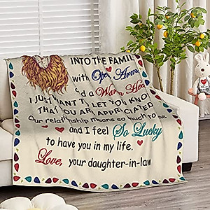 Mother in Law Gift from Daughter in Law, Throw Blanket Gifts for Mother in Law Gifts for Birthday Thanksgiving Christmas Mother’s Day, Warm Soft Flannel Fleece Blankets for Couch Bed 60x50 Inches