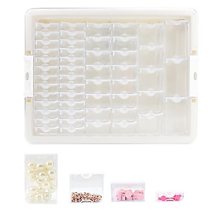 Diamond Bead Organizer Storage System, 50 Tray Containers, Removable Clear Plastic Snap Shut Lid Solution for Various Rhinestone Jewelry Painting Drill DIY Nail Art Cross Stitch Tool, Other Small Item