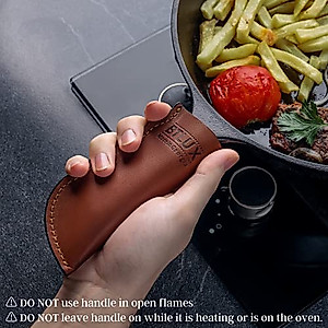 BTLUX Cast Iron Handle Cover, Set of 2 - Extra Thick Leather Heat Resistant Handle Holder for Cast Iron Skillets, Pans - 𝐌𝐚𝐝𝐞 𝐢𝐧 𝐆𝐞𝐨𝐫𝐠𝐢𝐚