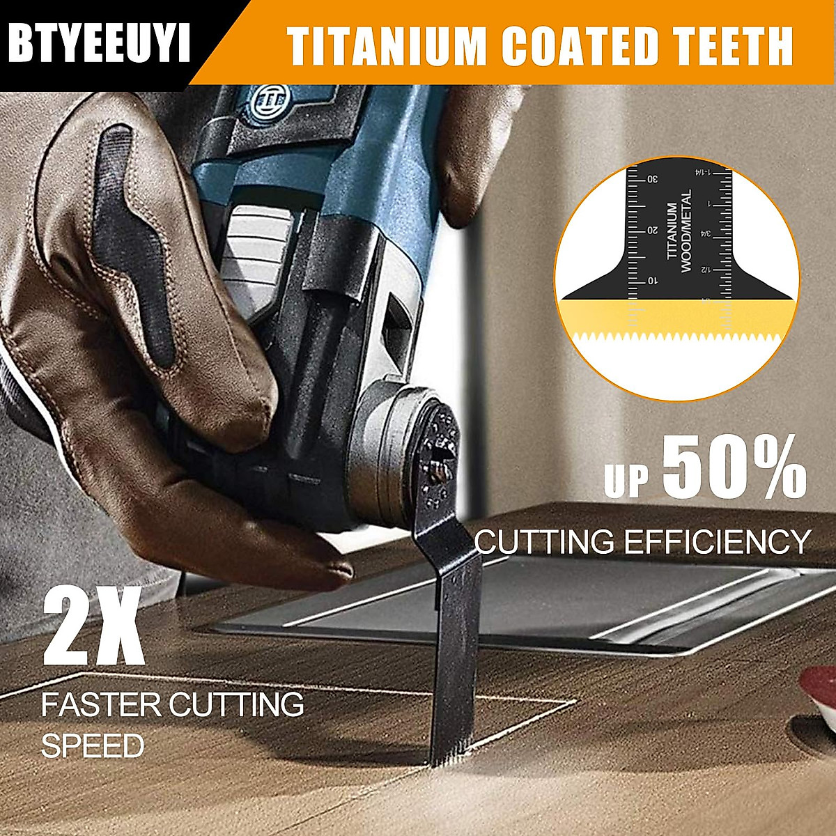 BTYEEUYI Oscillating Tool Blade, 94 Pcs Oscillating Saw Blades with Sandpaper,Quick Release Multitool Blades for Wood Plastics Metal Cutting, Compatible with Dewalt Ryobi Milwaukee Rockwell Dremel