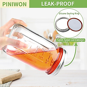 PINIWON Wide Mouth Mason Jars 32 oz with Airtight Lids and Bands, 12 Pack Quart Canning Jars, Clear Glass Mason Jars for Canning, Pickling, Preserving, Meal Prep, DIY Projects