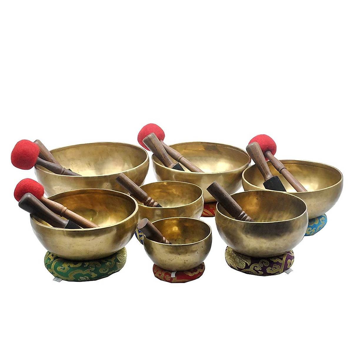 Chakra Healing Tibetan Singing Bowl - Set of 7 - Hand Hammered Tibetan Meditation Singing Bowl Nepal