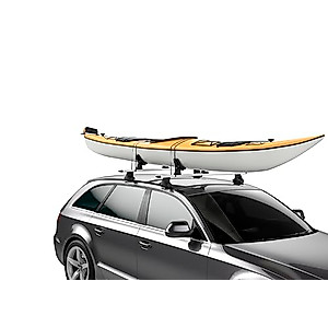 Thule DockGrip - Carries up to 36" wide kayaks and SUPs - Fits all hull shapes - Fits most roof rack cross bars - Kayak roof rack - Stand up paddleboard compatible - 85lb weight capacity