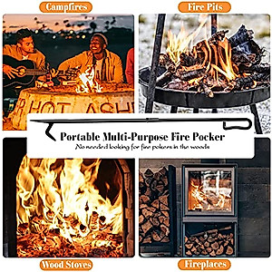 Fire Poker for Fire Pit, JUNBEI 34-Inch Long Fireplace Poker with Upgrade Removable Design for Easily Carry, Anti-Rust Solid Fire Poker for Fire Pit Wood Stove Campfires Indoor Outdoor Applications