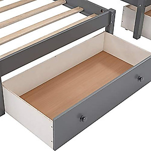 Triple Bunk Bed Full Over 2 Twin Bunk Bed with 3 Drawers and Guardrails, Bunk Bed for Family, Teens, No Box Spring Needed