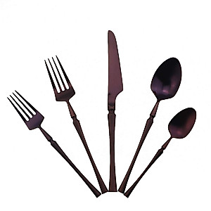 Gugrida Unique & Beautiful Flatware Set - 20 Piece Iridescent Silverware Sets | 18/10 Stainless Steel Reusable Cutlery Set | Purple Utensils Service For 4 with Dessert Fork, Knife, Spoon, Dinner Fork