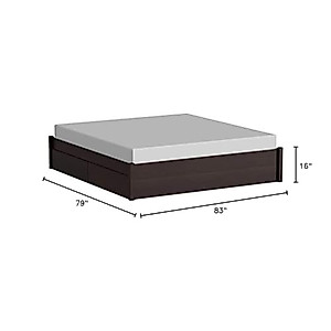 Prepac Select King 4-Post Raised Platform 2-Drawer Storage Bed, Modern King Storage Bed with Drawers 83" D x 79" W x 16" H, Espresso, EBSK-1302-3K