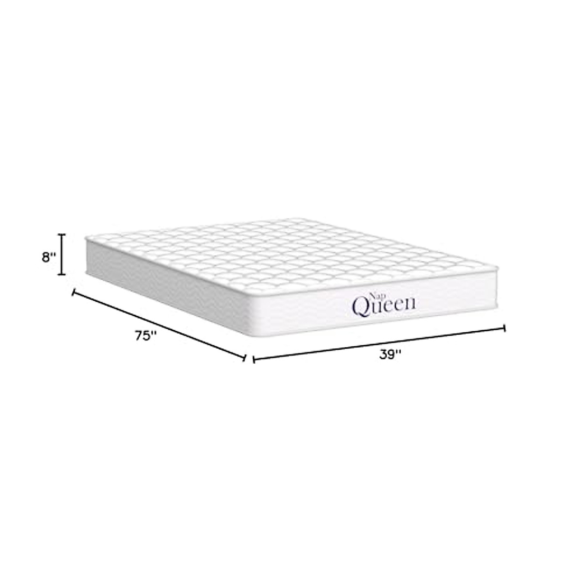 NapQueen 8 Inch Innerspring Twin Size Medium Firm Memory Foam Mattress, Bed in a Box, White