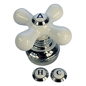 Danco 46004P Cross-Arm Tub/Shower & Sink Faucet Handle, Fits 2-3 Handle Faucets, Does NOT FIT Delta & Moen FAUCETS, Chrome/White Porcelain 2-Pack