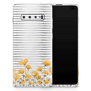 DesignSkinz Karamfila Yellow & Gray Floral V16 Protective Vinyl Decal Wrap Skin Cover Compatible with The Samsung Galaxy S20 (Screen Trim & Back Glass Skin)
