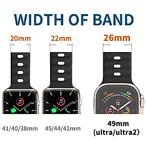 Sport Band Compatible with Apple Watch Ultra 2 Band/Apple Watch Ultra Band for Men, Waterpoof Soft Silicone Apple Watch Band 49mm 45mm 44mm 42mm for Apple Watch Series 9 8 7 6 5 4 SE