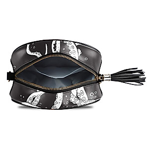 ALAZA Women's Octopus Tentacles on Black Cross Body Bag Chain Shoulder Handbag Purse with Tassel