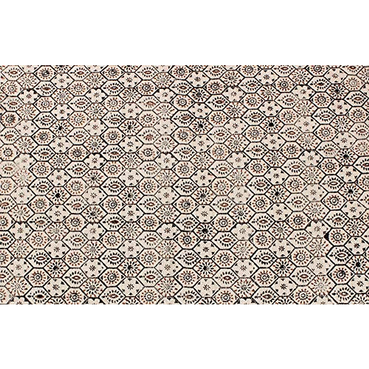 Casavani Hand Block Printed Tassels Throw Rugs Brown, Black Geometric Area Rug Doormat Floor Rug Indoor Area Rugs for Bedroom Living Room Laundry Room 3x10 Feet Runner