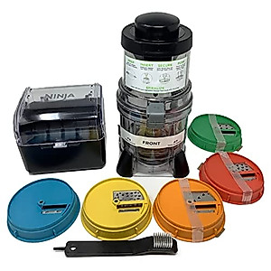 Shark ' Ninja Auto-Spiralizer Kit with Storage Box for CT682SP CT680W Intelli-Sense System Blender (XSKCTSPIRALW & XSKBLADEBOX), Clear and Black