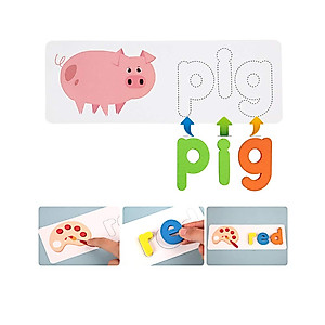 MoinKidz See & Spell Matching Letter Toy Learning Educational Toys for 3 4 5 6 Years Old Boys and Girls Preschool Learning Activities Shape & Color Recognition Game CVC Word Builders for Kids