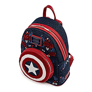 Loungefly Capt America 80th Anniversary Sheild Mini Backpack Blue-Red
