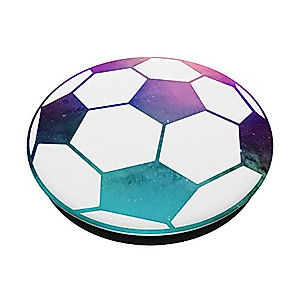 Galaxy Soccer Ball - Purple Teal Space Nebula PopSockets PopGrip: Swappable Grip for Phones & Tablets