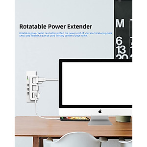 Wall Outlet Extender Surge Protector Multi Outlet Wall Plug Rotatable with USB