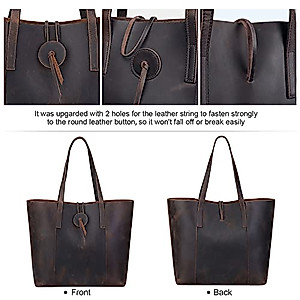 S-ZONE Vintage Genuine Leather Tote Bag for Women Large Shoulder Purse Handbag
