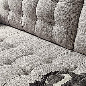 ZINUS Benton Loveseat Sofa, Grid Tufted Cushions, Easy, Tool-Free Assembly, Soft Grey